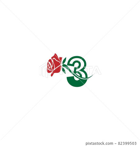 Number 3 with rose icon logo vector template - Stock Illustration ...