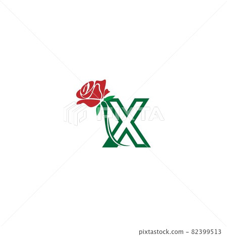 Letter X with rose icon logo vector template - Stock Illustration ...