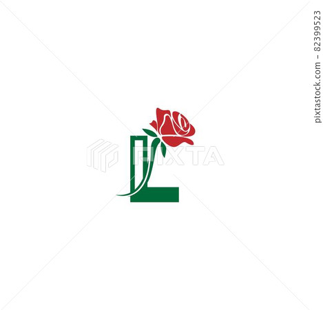 Letter L with rose icon logo vector template - Stock Illustration ...
