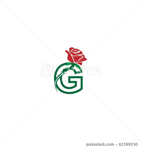 Letter G with rose icon logo vector template - Stock Illustration ...
