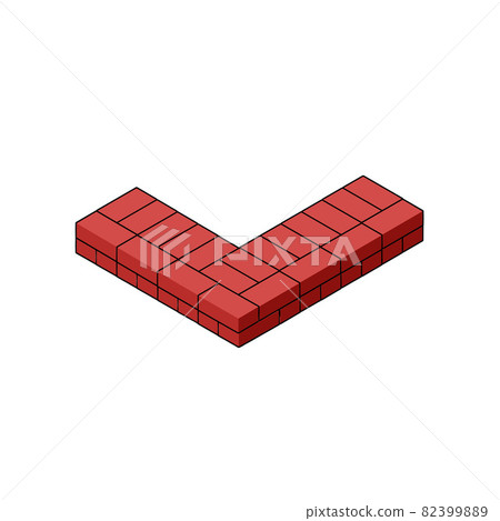Red brick wall in isometric view. - Stock Illustration [82399889] - PIXTA