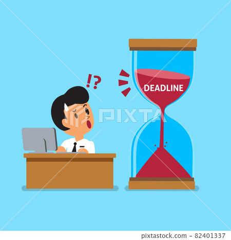 Cartoon businessman looking at work deadline-插圖素材 [82401337] - PIXTA圖庫