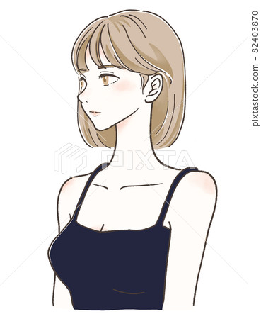 Beautiful adult woman diagonal profile bra top... - Stock Illustration ...