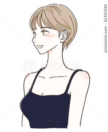 Beautiful adult woman diagonal profile smile... - Stock Illustration ...