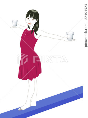 Illustration of a girl balancing on a balance beam - Stock Illustration ...