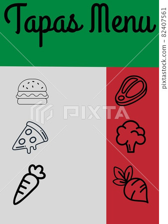 Composition of tapas menu text and fast food... - Stock Illustration ...