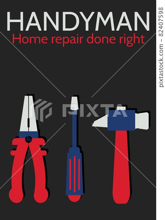 Composition of handyman text over tools icons... - Stock Illustration ...