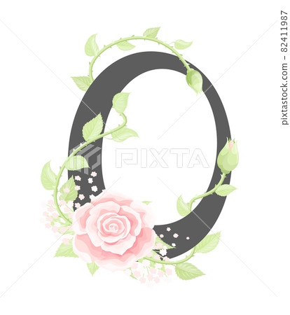 Vector floral alphabet letter O with pink cream... - Stock Illustration ...