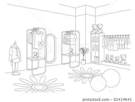 Boutique line drawing vector illustration - Stock Illustration ...