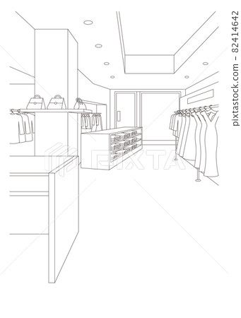Boutique line drawing vector illustration - Stock Illustration ...
