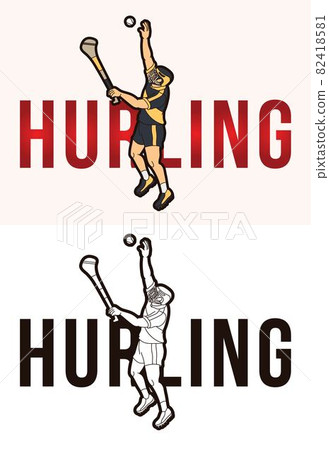Hurling Text with Sport Player Graphic Vector - Stock Illustration ...