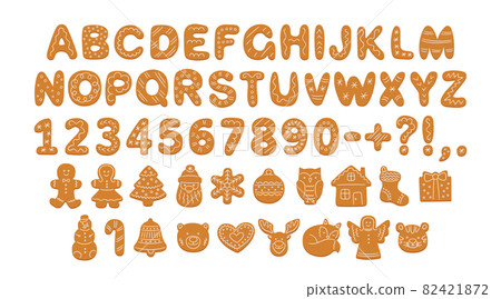 Alphabet of gingerbread cookies with glaze.... - Stock Illustration ...