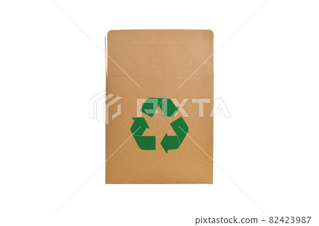 Green recycle symbol on box paper cardboard... - Stock Illustration ...