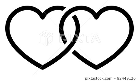 Overlapping hearts (black) - Stock Illustration [82449126] - PIXTA