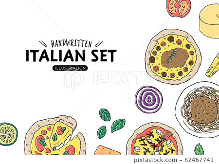 Cute hand drawn Italian illustration set - Stock Illustration [82467741 ...