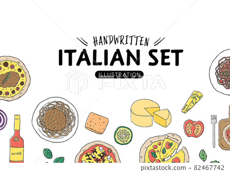 Cute hand drawn Italian illustration set - Stock Illustration [82467742 ...