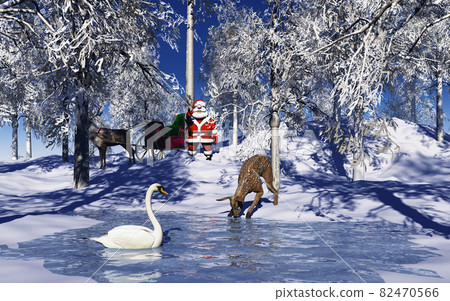 In the forest of Christmas and midwinter - Stock Illustration [82470566 ...