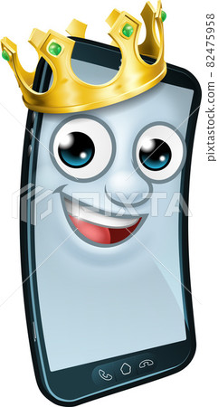Mobile Phone King Crown Cartoon Mascot - Stock Illustration [82475958 ...