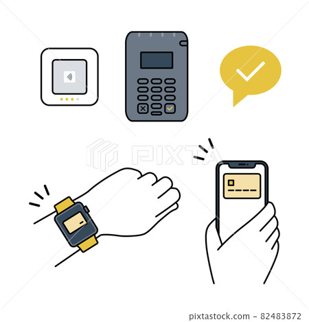 Cashless payment Smartphone, smart watch reader... - Stock Illustration ...