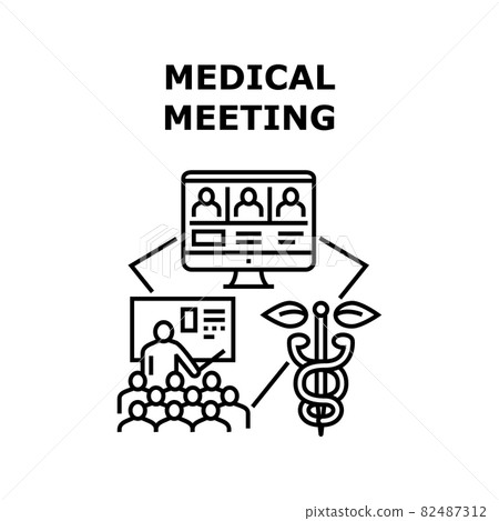 Medical Meeting Vector Concept Black Illustration - Stock Illustration ...