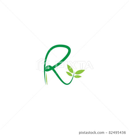 Vines template design, shrubs forming letter R - Stock Illustration ...