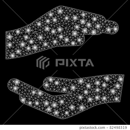 Bright Mesh Wire Frame Protecting Hands with... - Stock Illustration ...