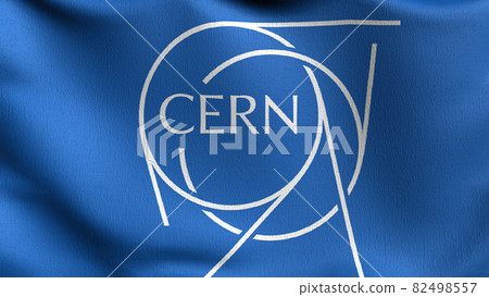 Flag of Cern blowing in the wind. 3D rendering... - Stock Illustration ...