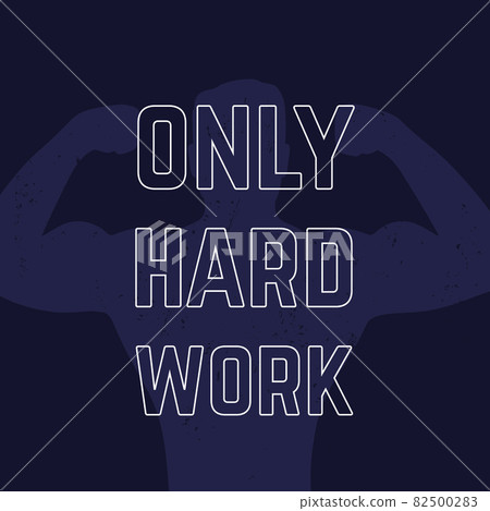 Only hard work, poster design with athlete, vector - Stock Illustration ...
