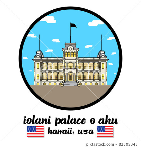 Circle icon Iolani Palace O ahu. vector... - Stock Illustration ...