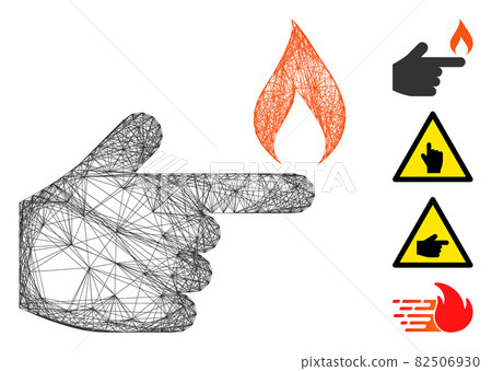 Network Index Finger Fire Vector Mesh - Stock Illustration [82506930 ...
