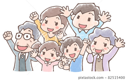 Three generation family support group... - Stock Illustration [82515400 ...
