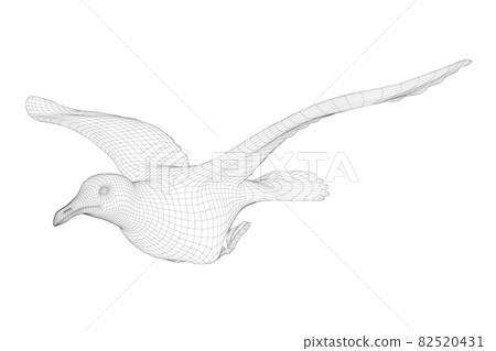 Flying bird wireframe isolated on white... - Stock Illustration ...