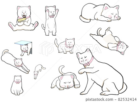 Assorted various facial expressions of cats - Stock Illustration ...