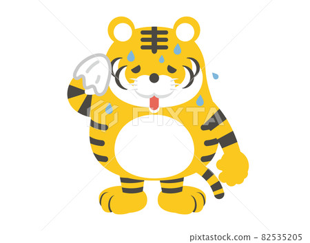 Vector illustration of tiger character (sweat) - Stock Illustration ...