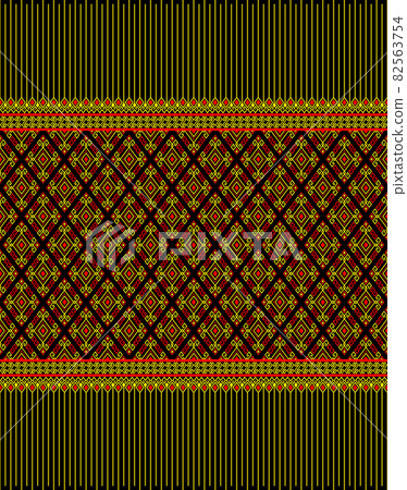 Yellow Red Symmetry Geometric Native or Ethnic... - Stock Illustration ...