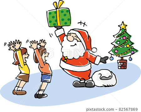 Image illustration of Santa Claus handing out... - Stock Illustration ...