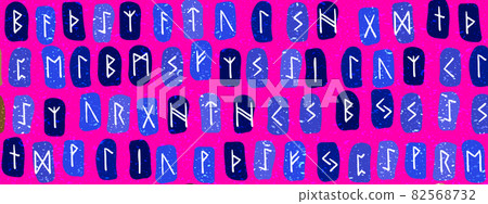 Seamless pattern with magic rune symbols - Stock Illustration [82568732 ...