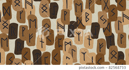 Seamless pattern with magic rune symbols - Stock Illustration [82568733 ...