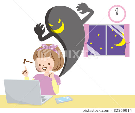Shadow creeping on a child looking at a... - Stock Illustration ...
