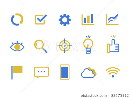 Icon set for business use (blue & yellow) - Stock Illustration ...