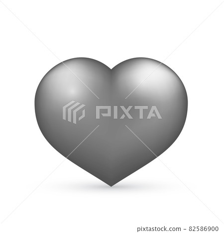 Realistic silver heart. Isolated on white.... - Stock Illustration ...
