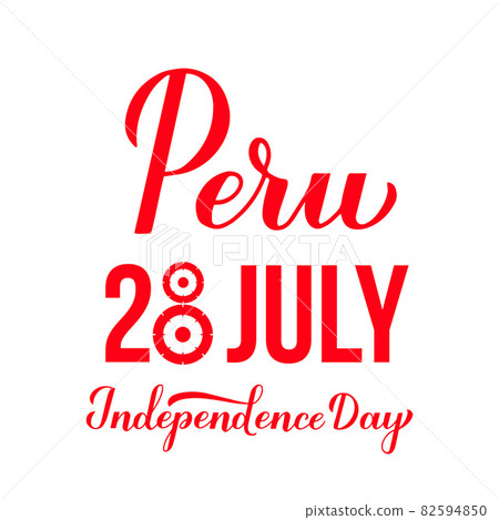 Peru Independence Day calligraphy hand... - Stock Illustration ...