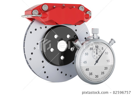 Stopwatch with car disc brake, 3D rendering - Stock Illustration ...