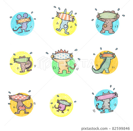 Illustration of cute animals wiping their... - Stock Illustration ...