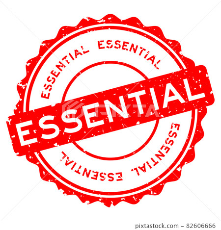 Grunge red essential word round rubber seal... - Stock Illustration ...