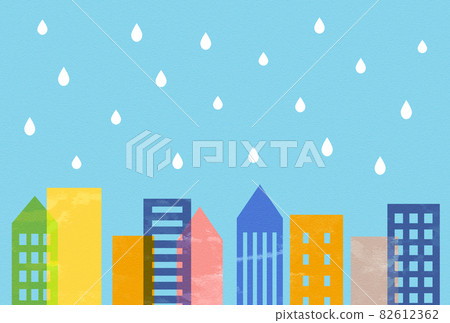 Background material_Colorful rain buildings - Stock Illustration ...