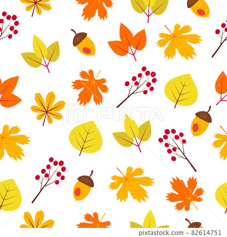 Seamless pattern with fall autumn leaves - Stock Illustration [82614751 ...