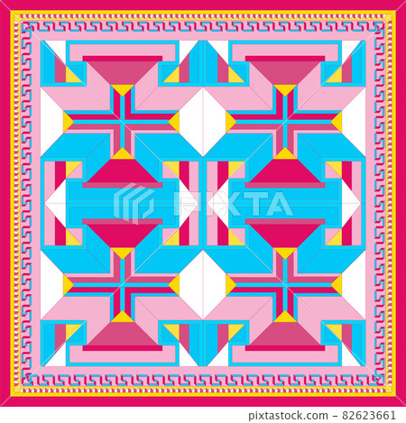 Silk scarf with a geometric pattern. - Stock Illustration [82623661 ...
