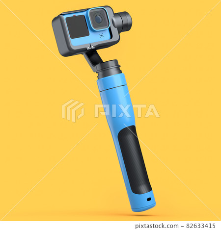 Photo and video lightweight blue action camera... - Stock Illustration ...