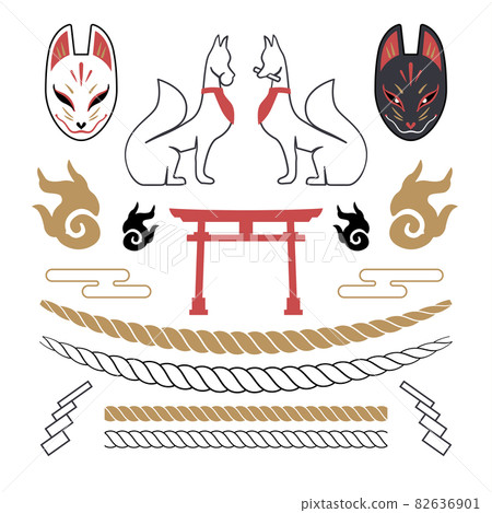 Inari Shrine's Inari-san's fox, fox face, fox... - Stock Illustration ...